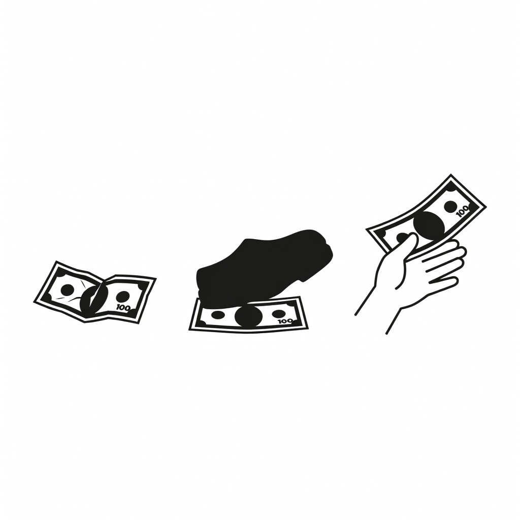 A crisp $100 bill being crumpled, stomped on the ground, then smoothed and held up confidently by a