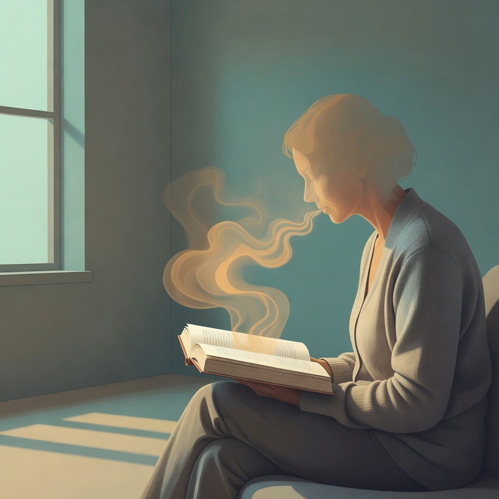 rhythmic breathing synced to reading paragraphs