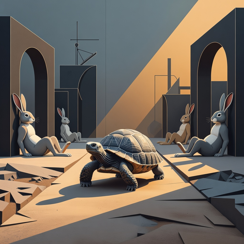 tortoise overtaking overconfident hares in a race