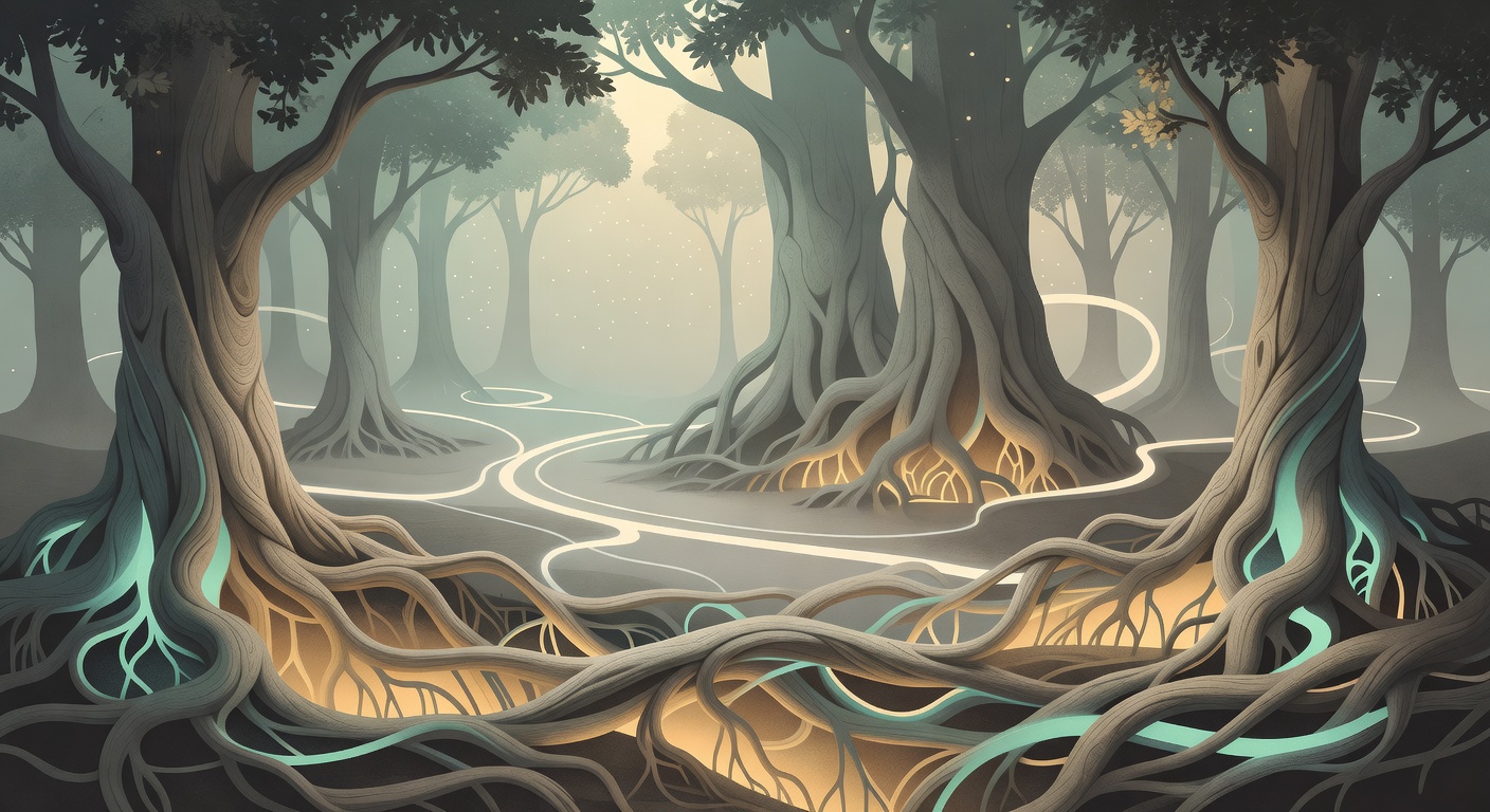 Trees forming social communities through hidden networks